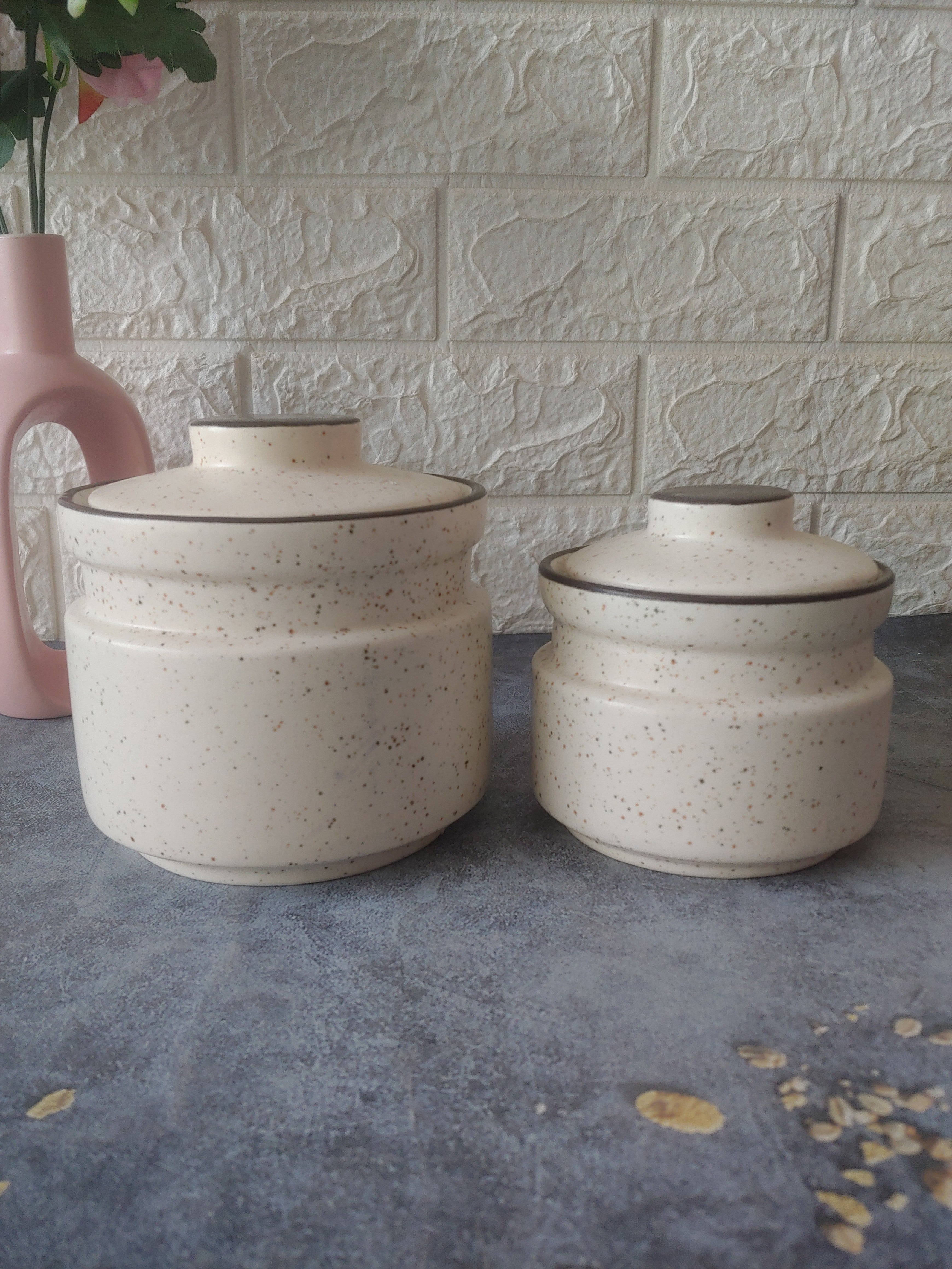 Ceramic black and white burni Kimchi Pickle Jar Set with lid – Grey Pottery